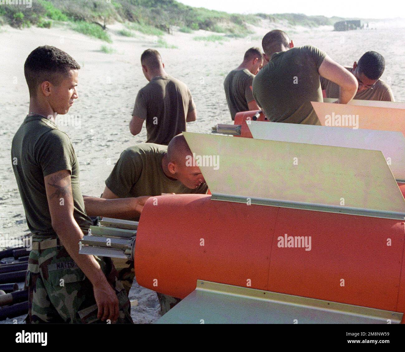 Marines from MCAS Cherry Point 2d LAAD BN prepare the launchers on the ...
