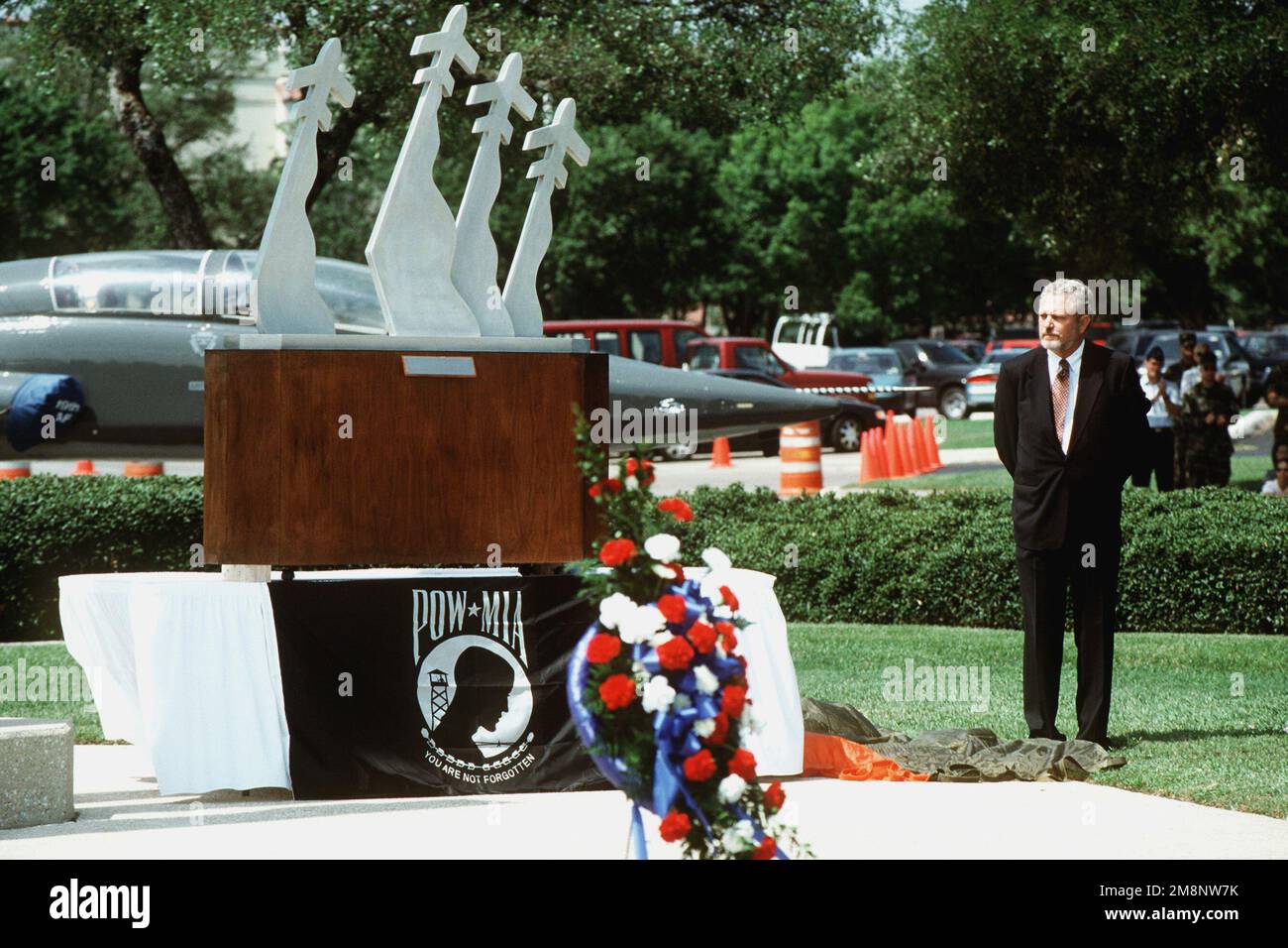 A smaller version of Randolph Air Force Base's "Missing Man" monument ...
