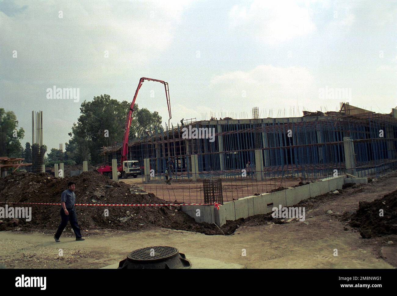 Straight on medium exterior shot of the new Base Exchange at Incirlik ...