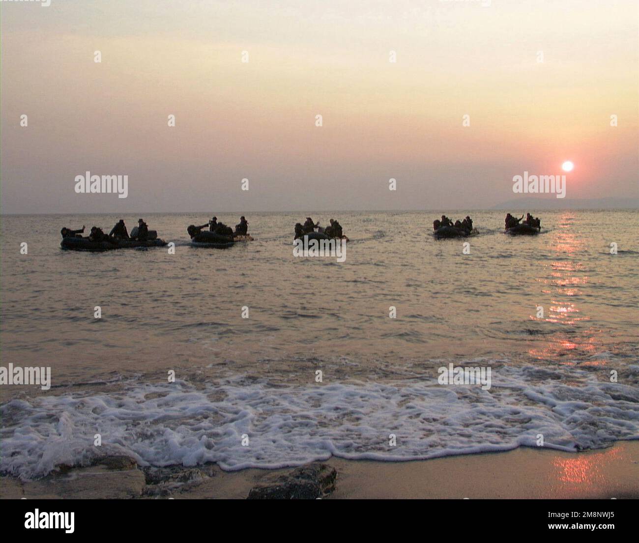 Utilizing rubber raider craft, Marines from 1ST Platoon, Lima Company ...