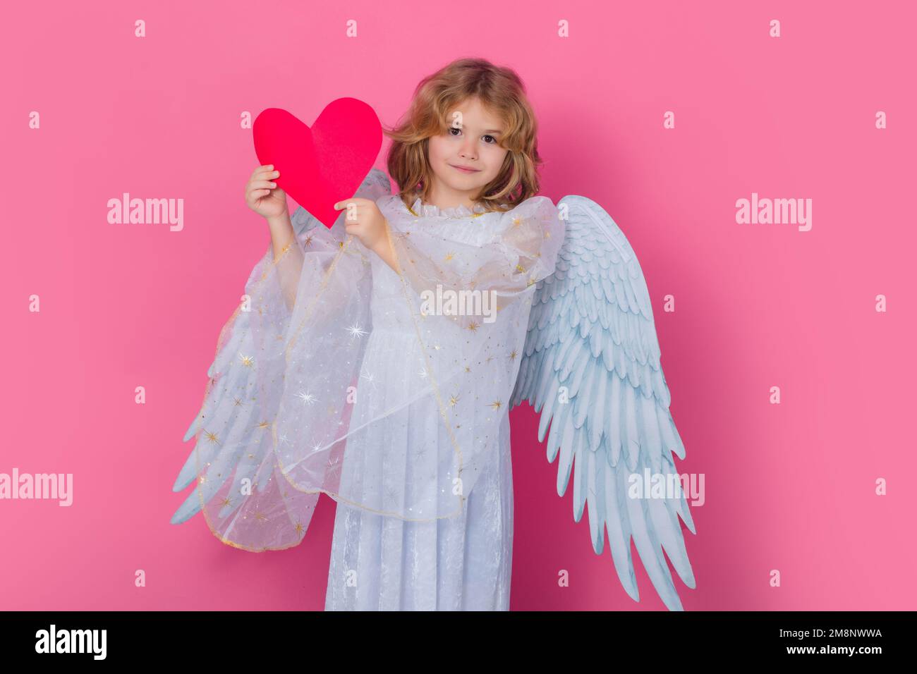 Little angel with heart symbol love and valentines day. Valentine angel ...