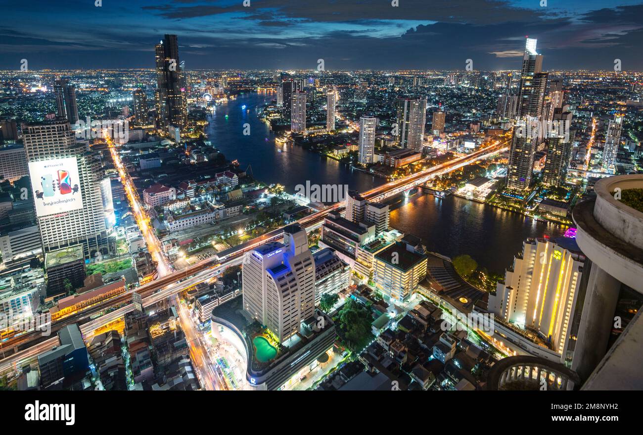 Scenic high rooftop view,taken at dusk,just after sunset,looking west ...