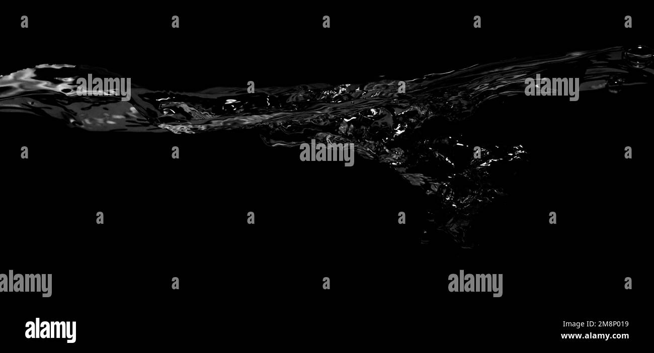 Liquid suface line between underwater and above water with black ...