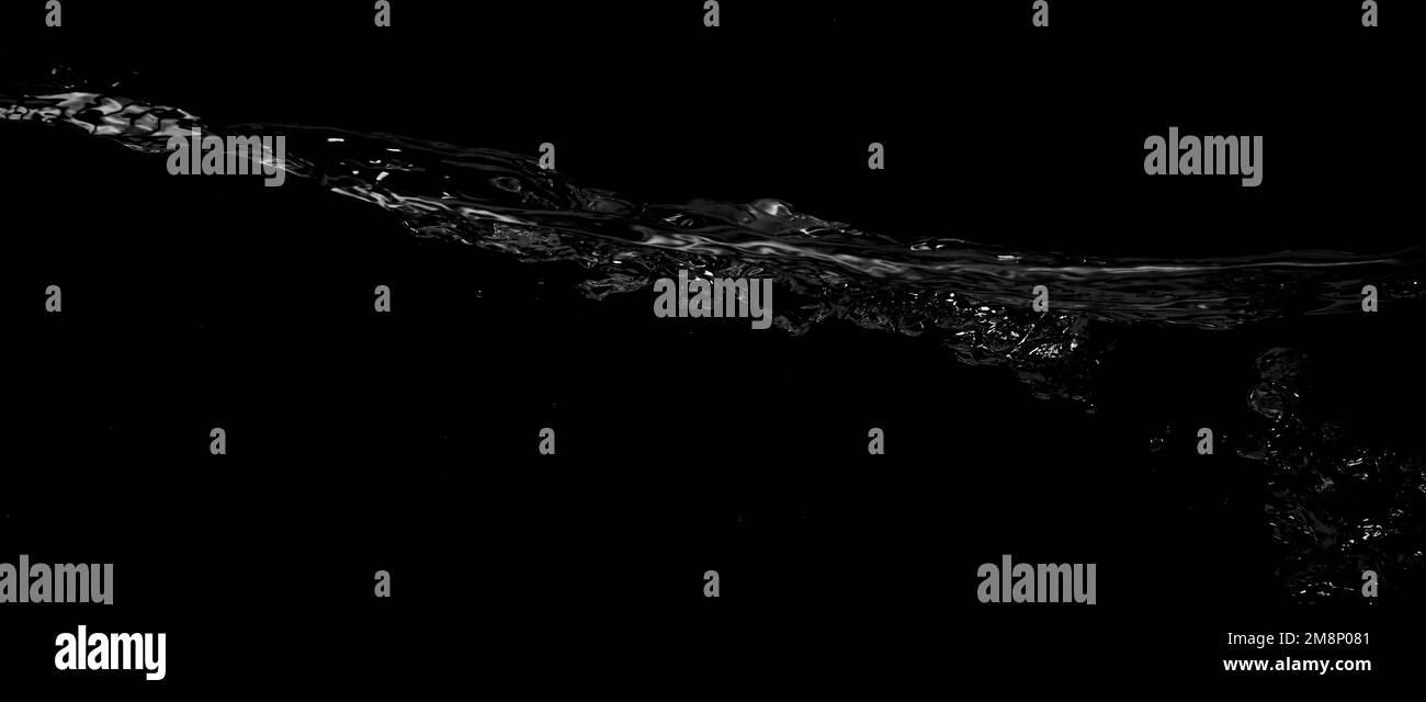 Liquid suface line between underwater and above water with black ...