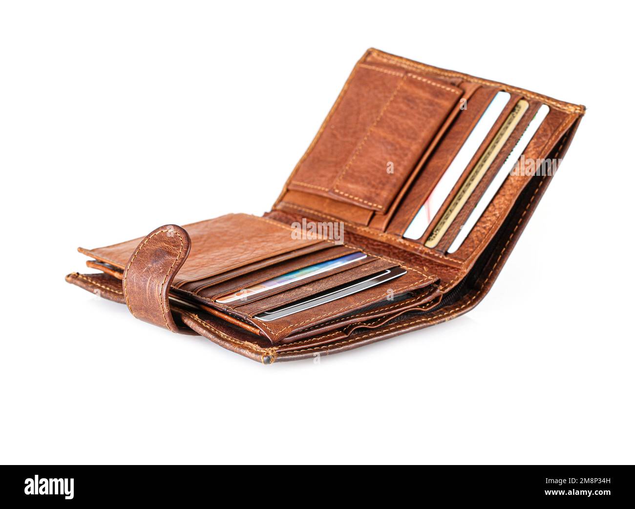 The old opened men's wallet isolated on white background Stock Photo ...