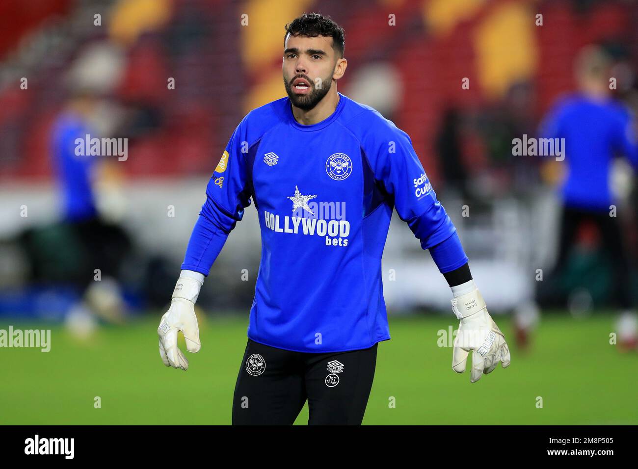 London, UK. 14th Jan, 2023. David Raya of Brentford FC warms up prior ...