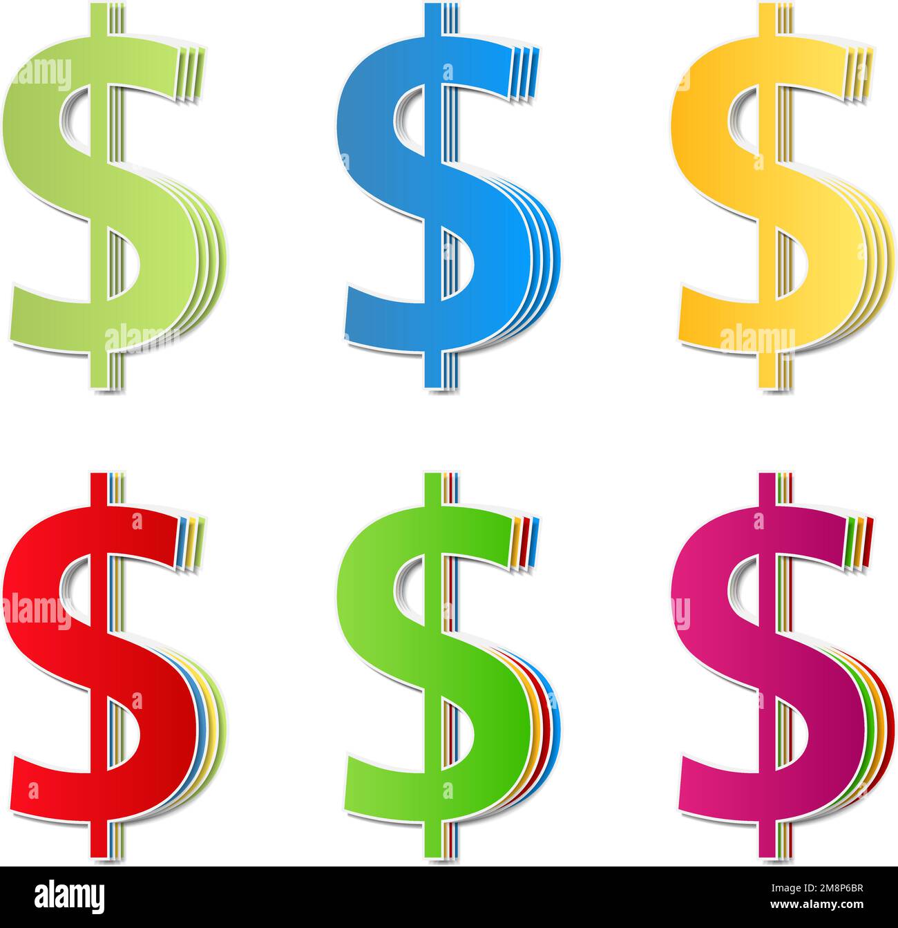 Set of paper dollar symbols, vector eps10 illustration Stock Vector ...