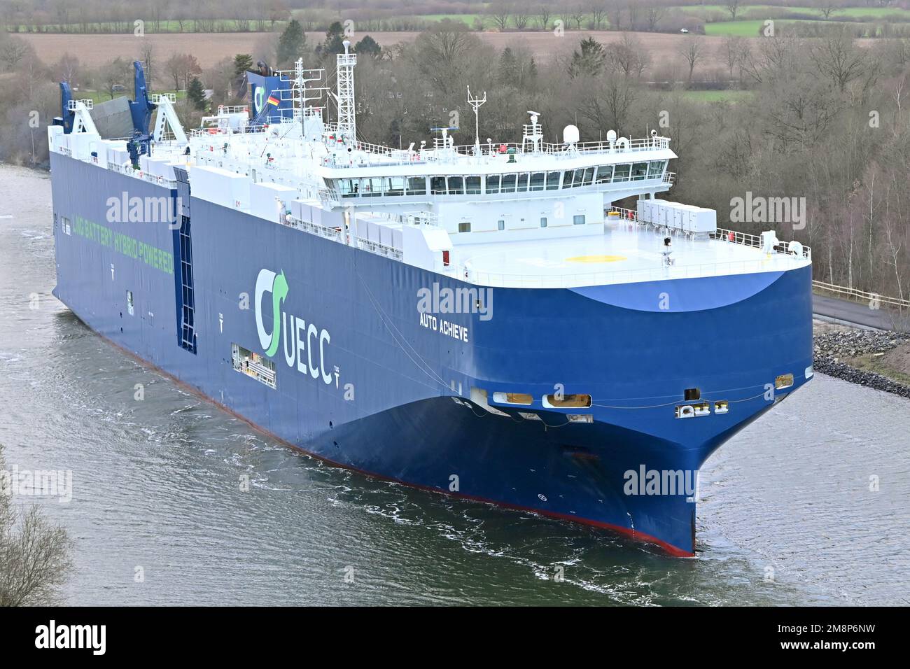 UECCs Vehicles Carrier AUTO ACHIEVE passing the Kiel Canal Stock Photo ...