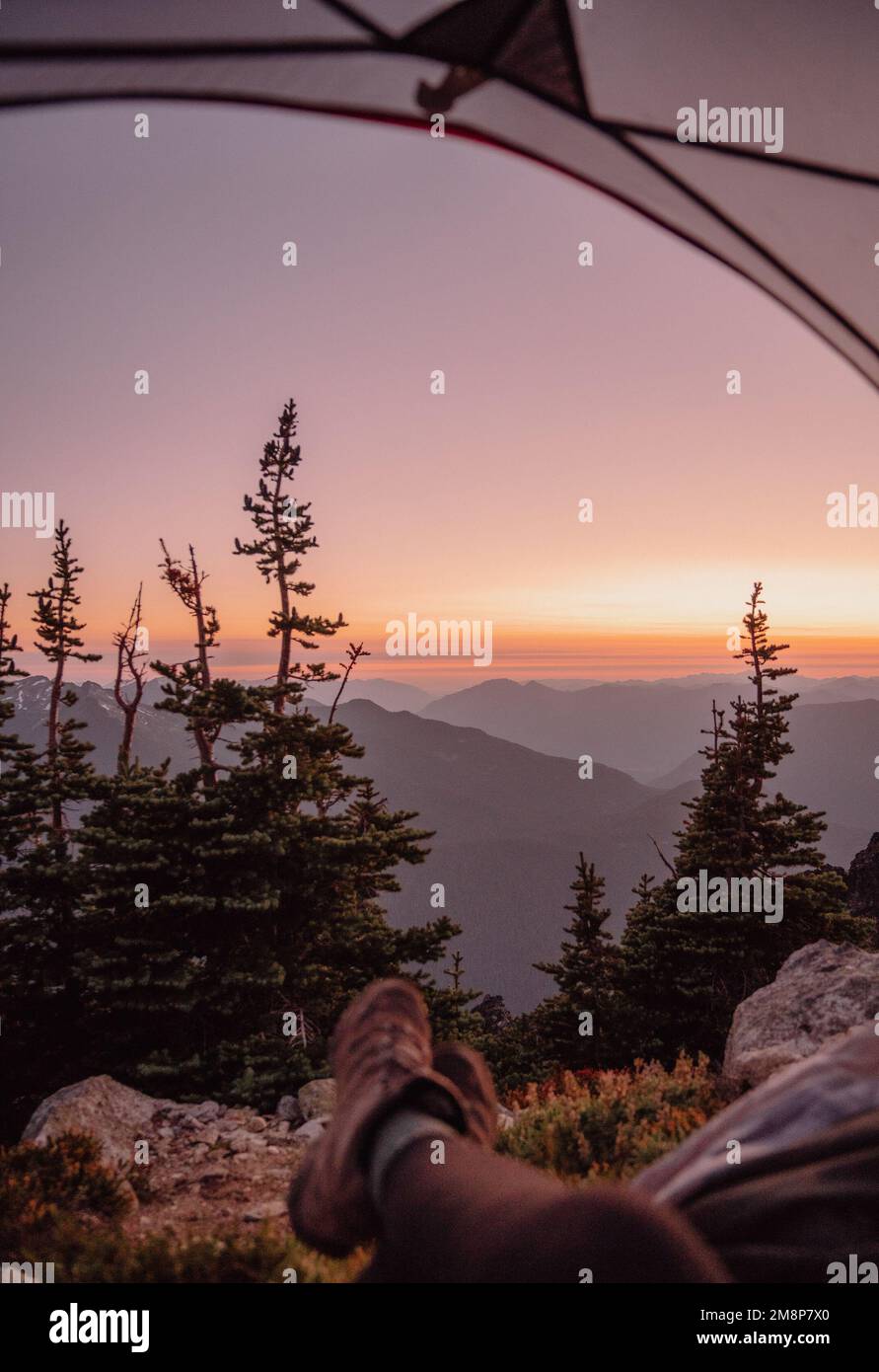 A vertical shot of highlands in North cascades national park at the ...