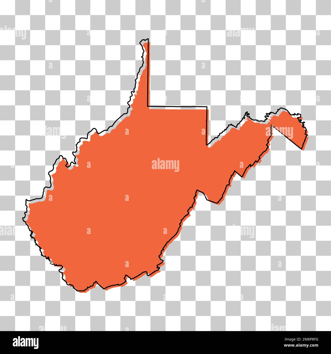 West Virginia map shape, united states of america. Flat concept icon ...