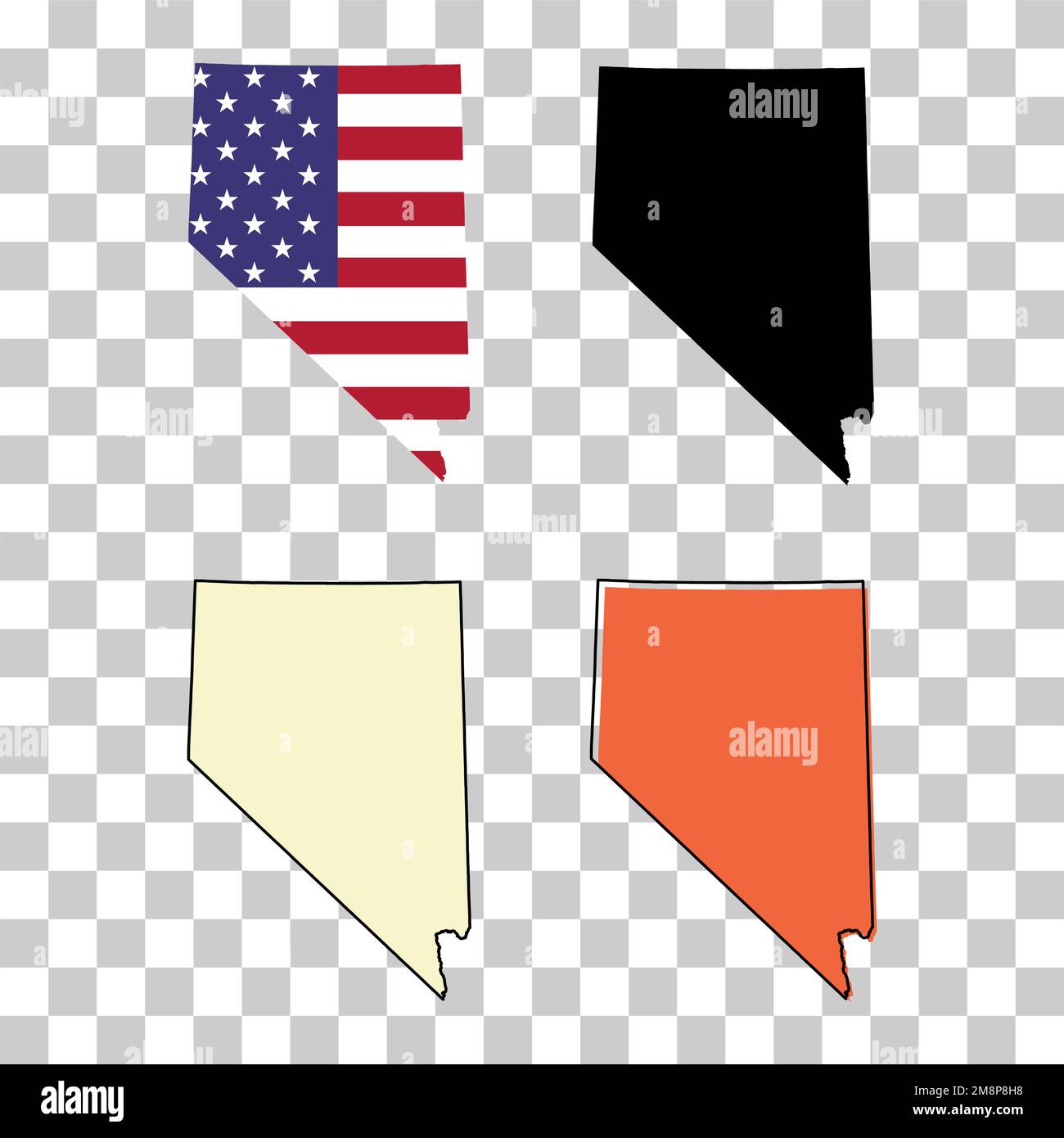Set of Nevada map shape, united states of america. Flat concept icon ...