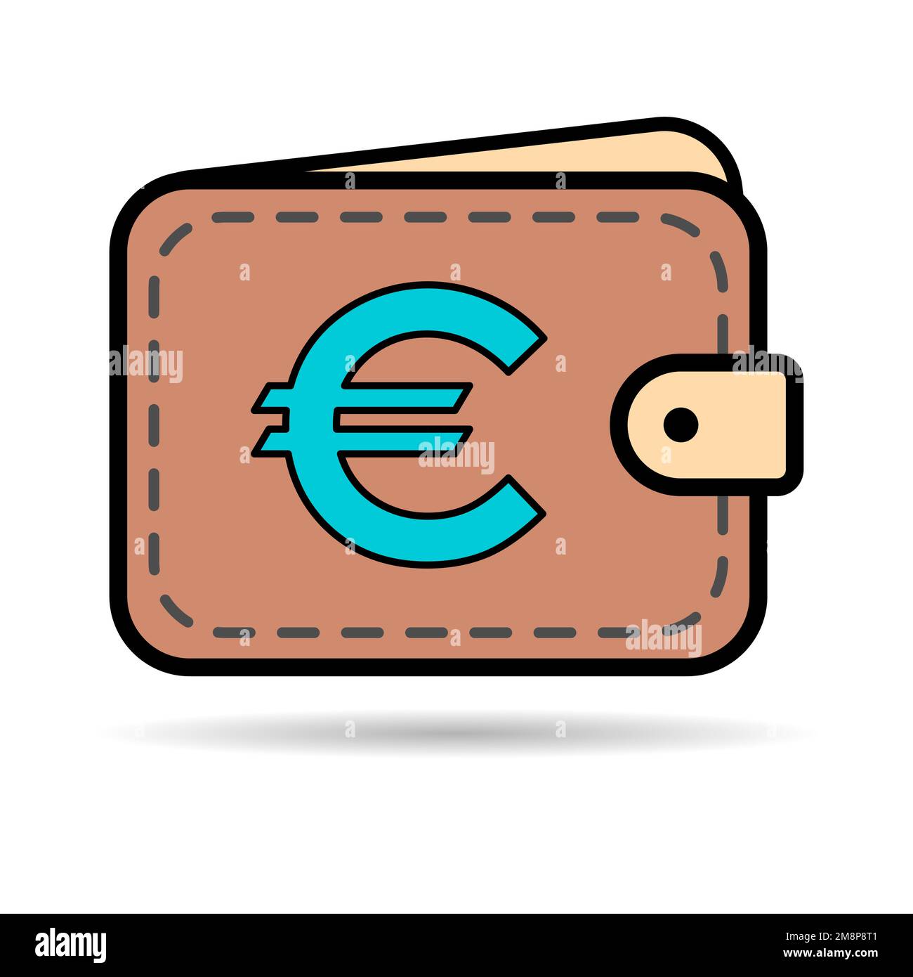 Wallet euro icon shadow, finance flat symbol, economy deposit cash ...