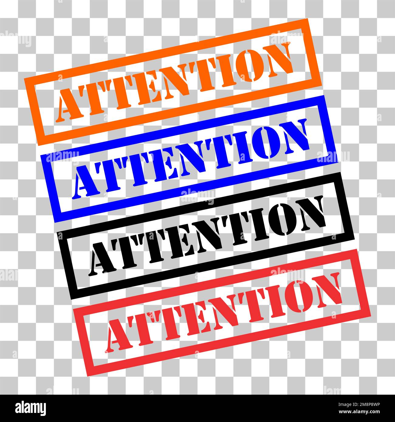 Set of Attention stamp symbol, label sticker sign button, text banner ...