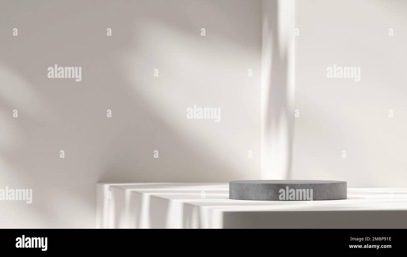 A 3D illustration of a stage for a showcase on a white background with ...