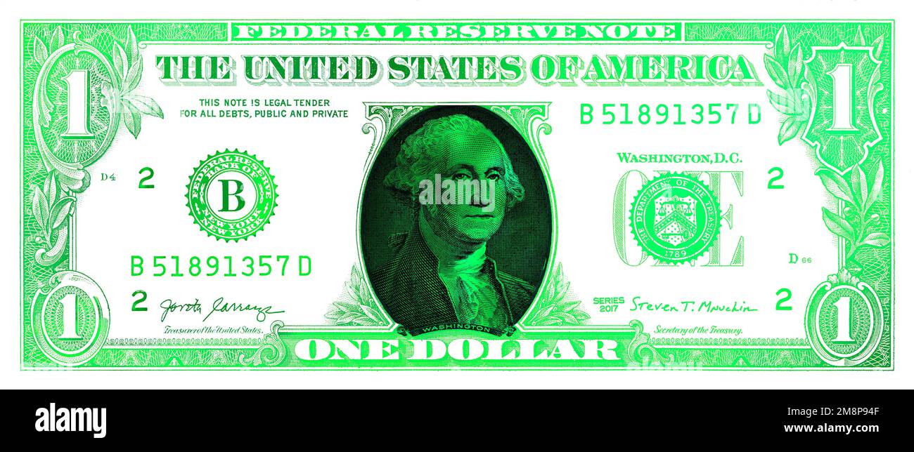 green textured 1 US dollar banknote with black background for design ...