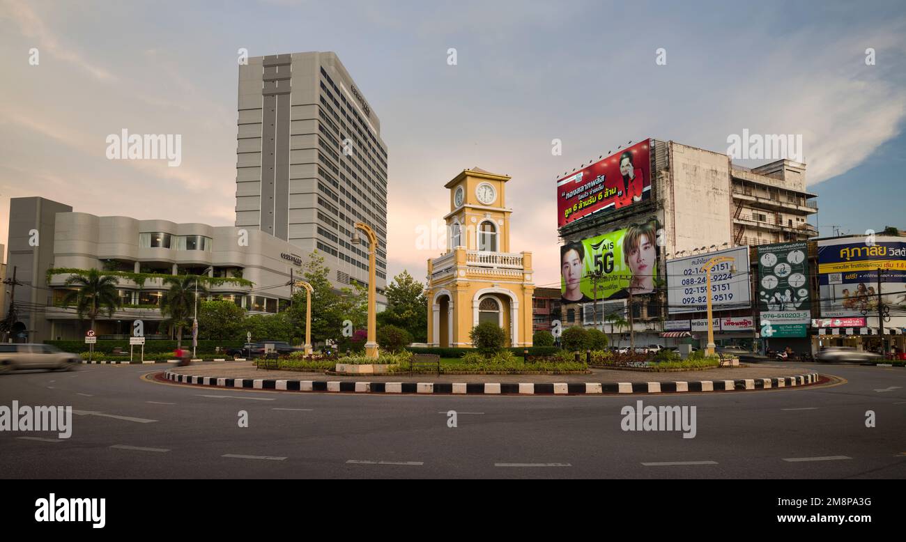 Phuket, Thailand. November 28, 2022. Phuket old town. Famous old clock ...