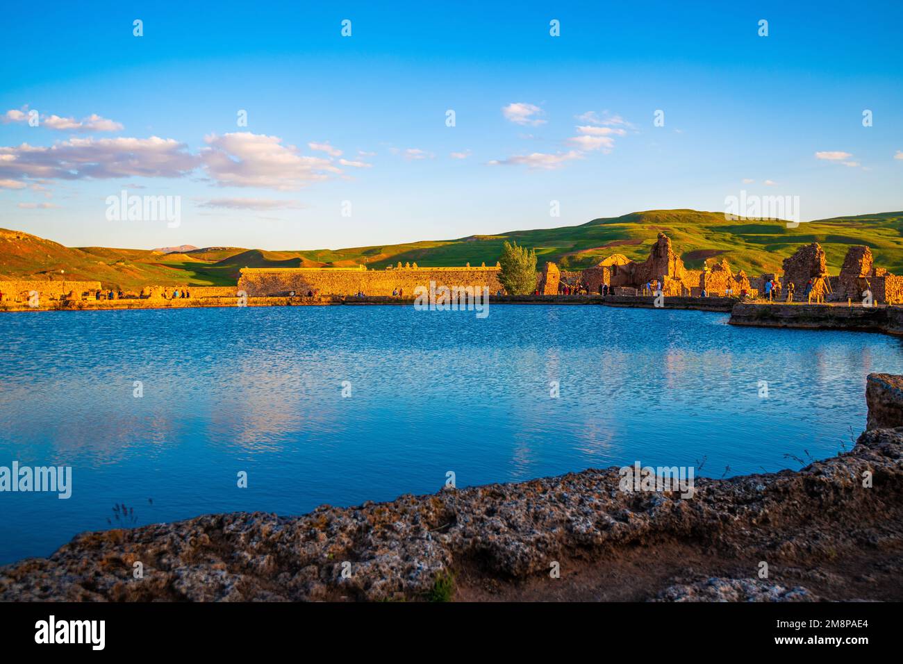 The ruins at crater at the World Heritage Site Takht-e Soleyman in Iran ...