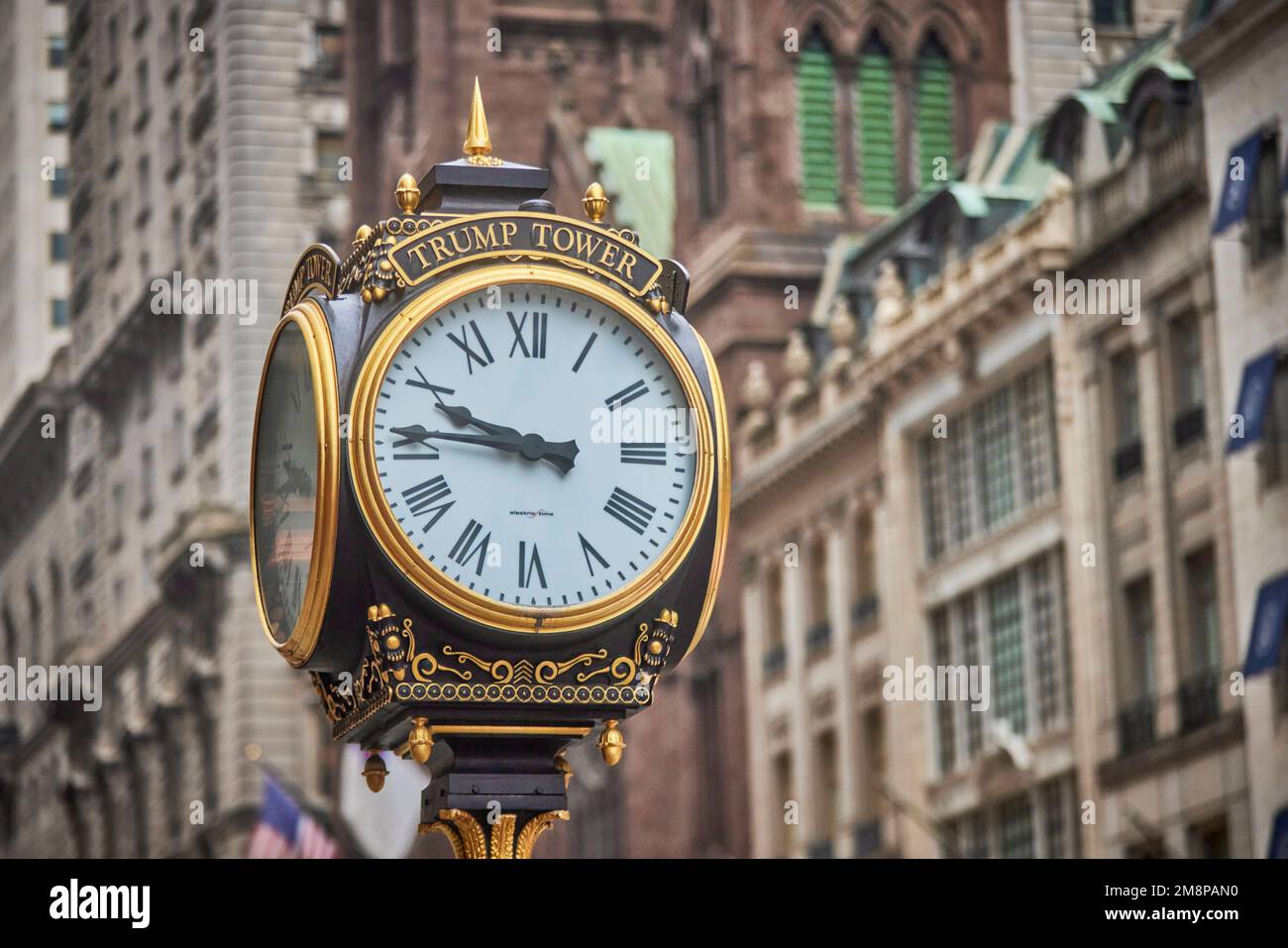 New York city Manhattan 5th Avenue Trump Tower clock outside the tower ...