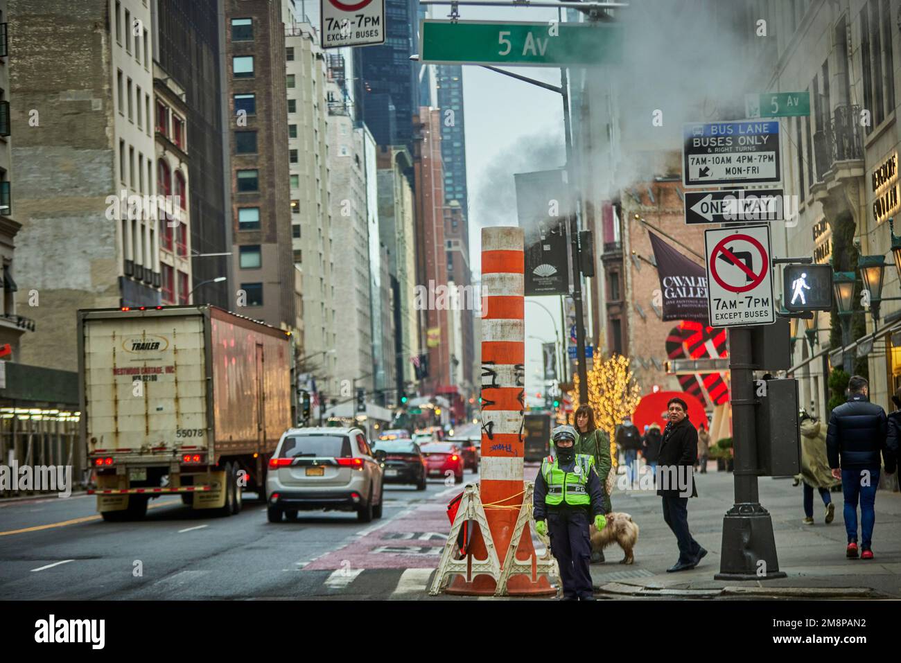 New York city Manhattan MYPD traffic office at the junction on 5th ...