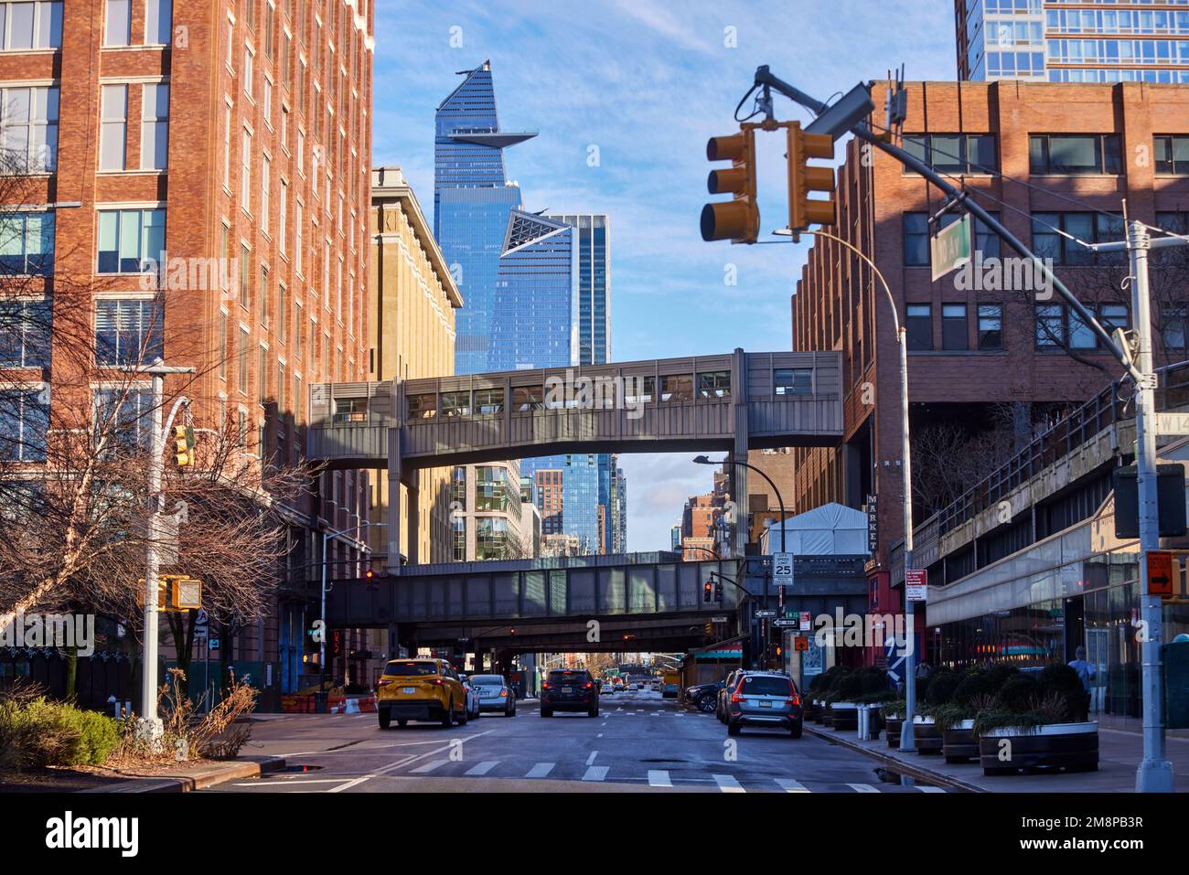 New York city Manhattan 10th Ave with the High Line and the Edge beyond ...