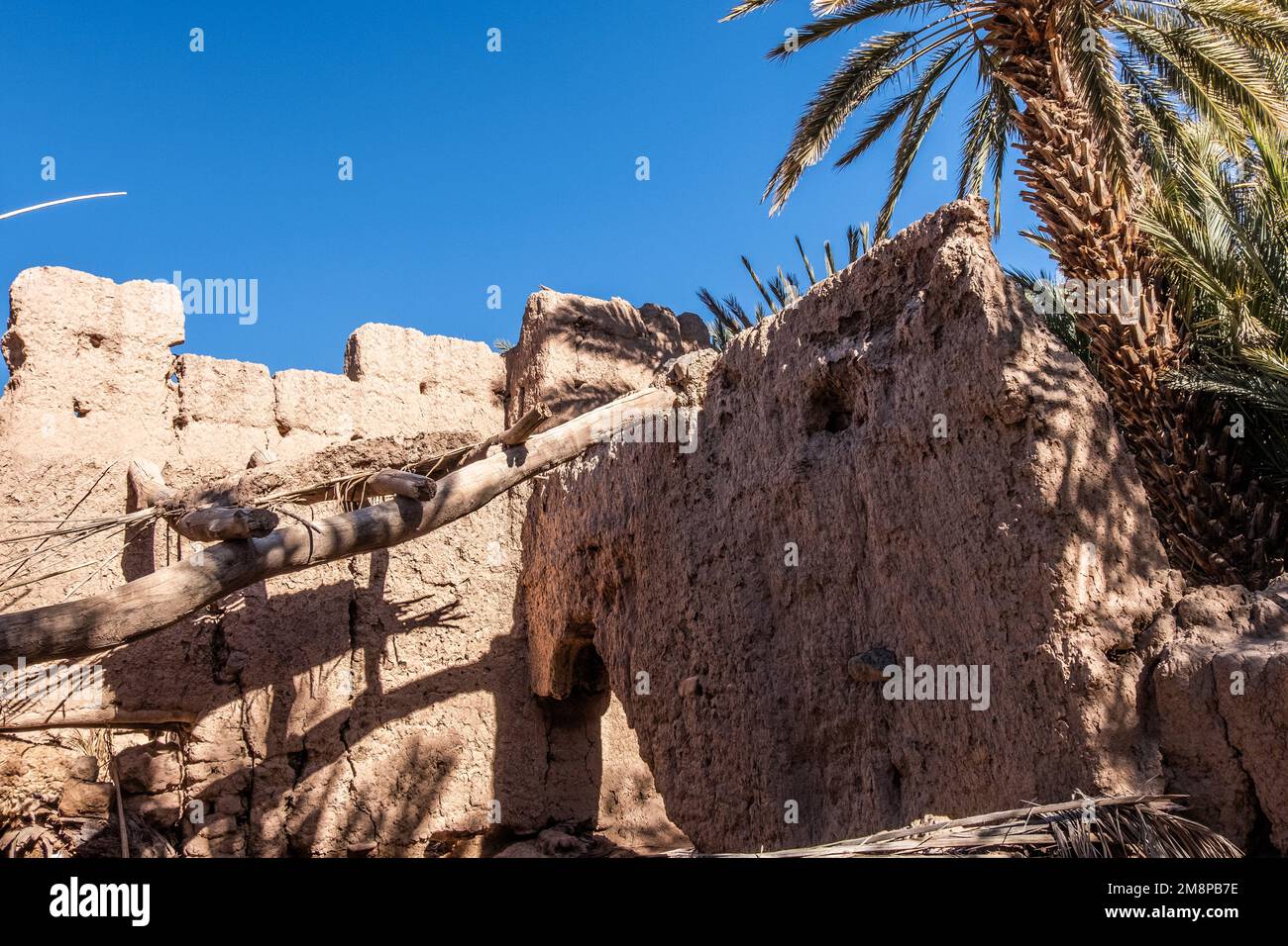 An old kasbah built by the Berbers, with traditional mud brick ...