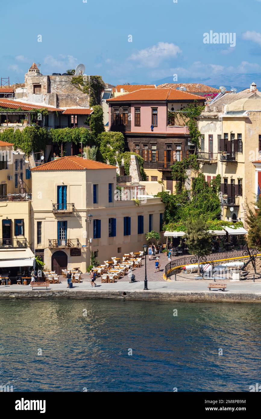 Buildings along the promenade of Chania, Crete Stock Photo - Alamy