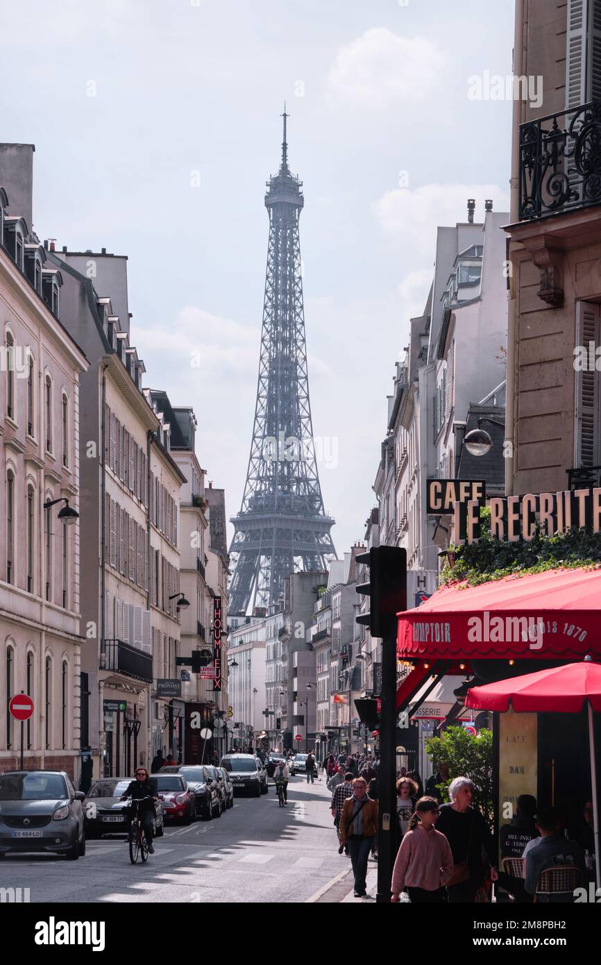 Paris Street Cafe With Eiffel Tower
