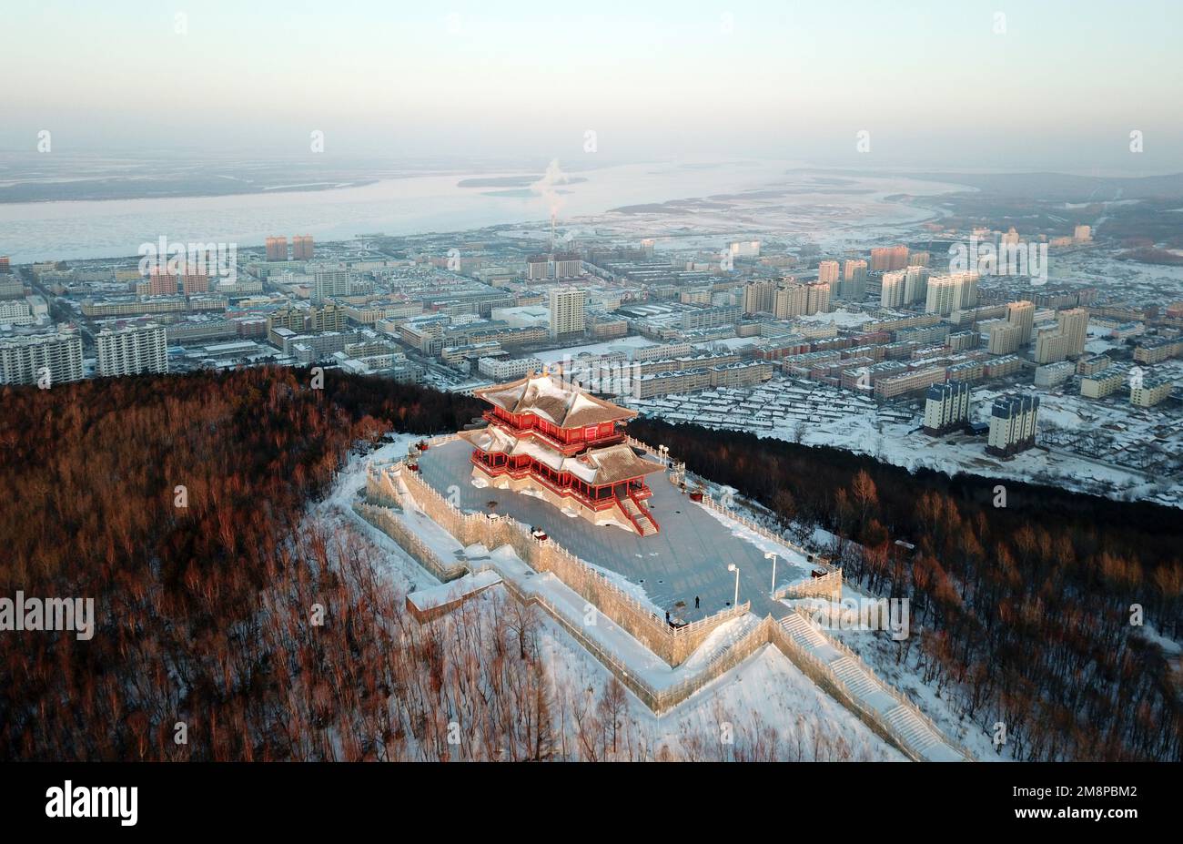 Fuyuan. 9th Jan, 2023. This aerial photo taken on Jan. 9, 2023 shows ...