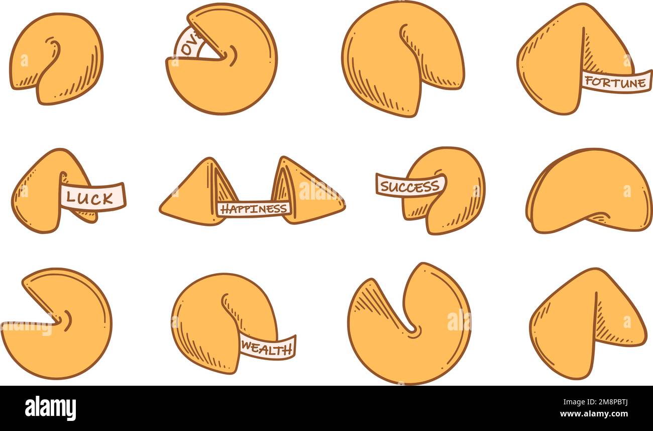 Chinese fortune cookies vector illustration. Chinese New year dessert ...