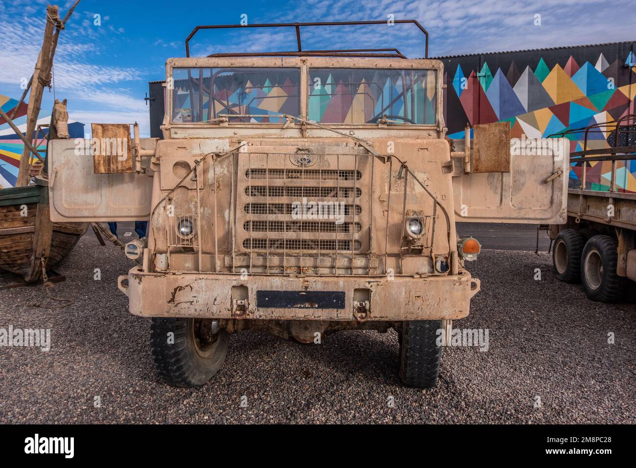 Abandoned and rusty military vehicles in the middle of the desert Stock ...