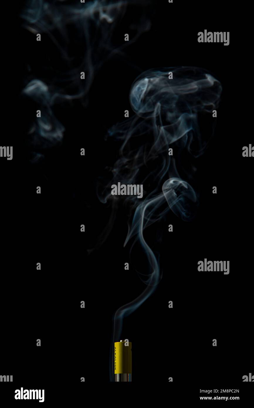 Smoke coming out of a battery Stock Photo - Alamy