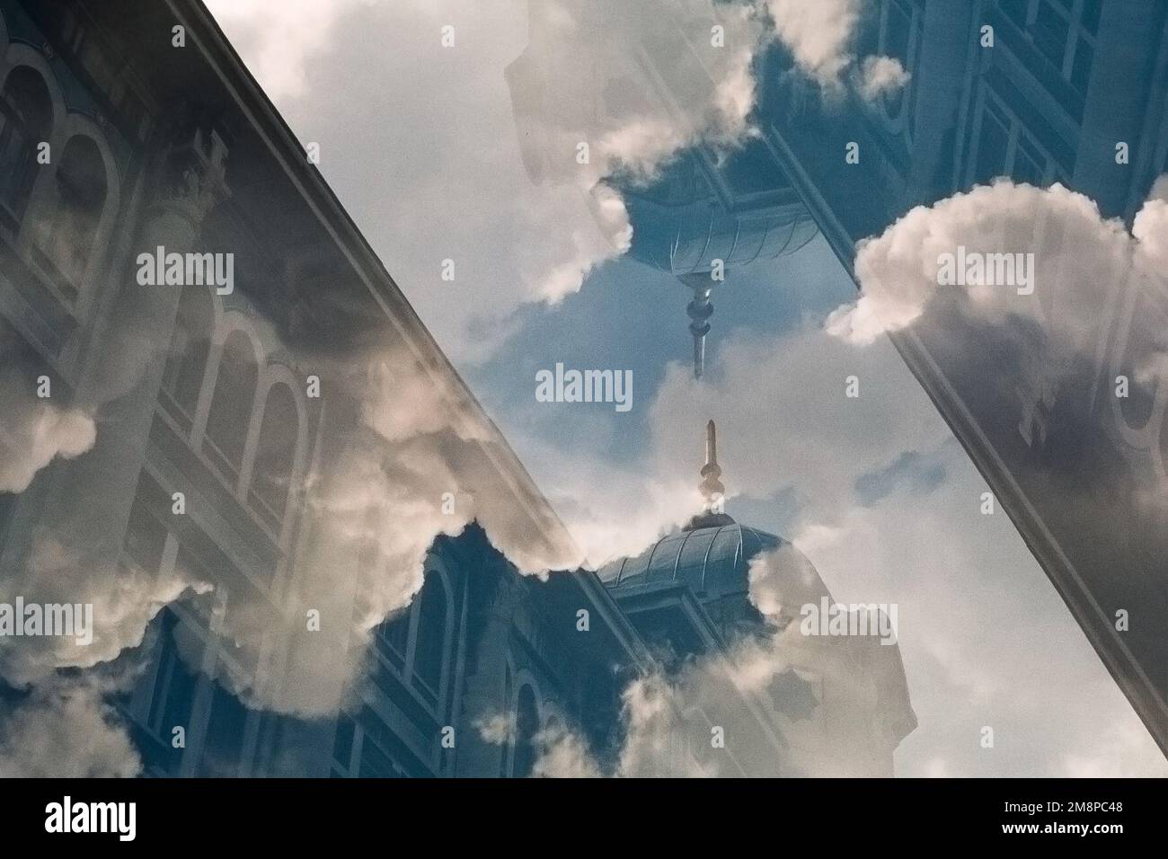 Double Exposure of the historical Grand Post Office and the sky in ...