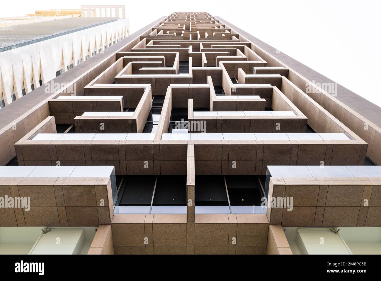 The facade of the Al Rostamani Maze Tower in downtown Dubai, as seen ...