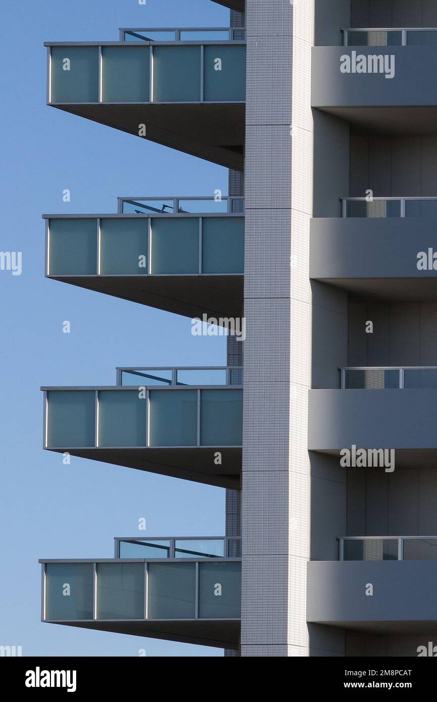 Abstract image of balconies on an apartment building in Kashimada ...