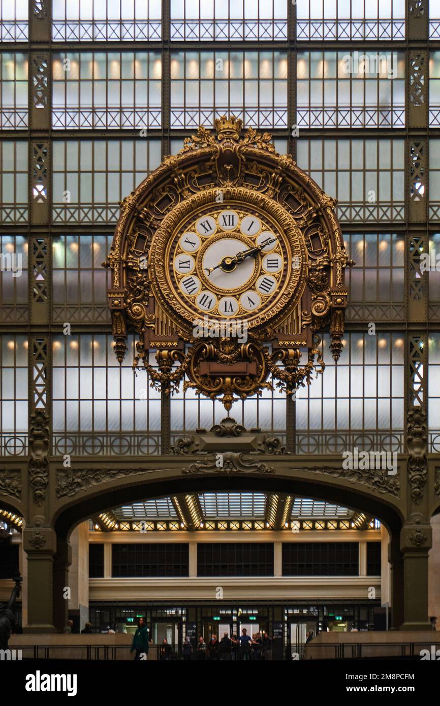 Paris, France - May, 2022: Golden clock of the museum D'Orsay.The Musee ...