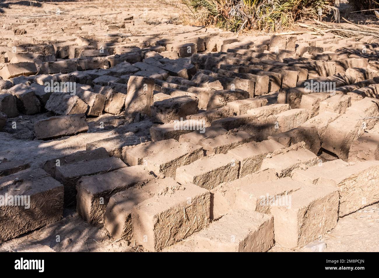 Clay blocks used as bricks to build houses in the ancient way Stock ...