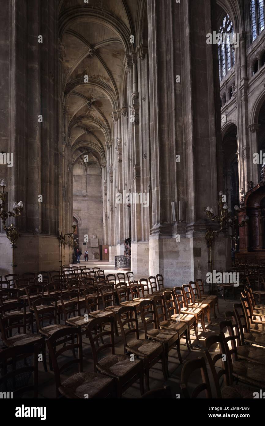Paris, France - May, 2022: Interior view of the Church of Saint Sulpice ...