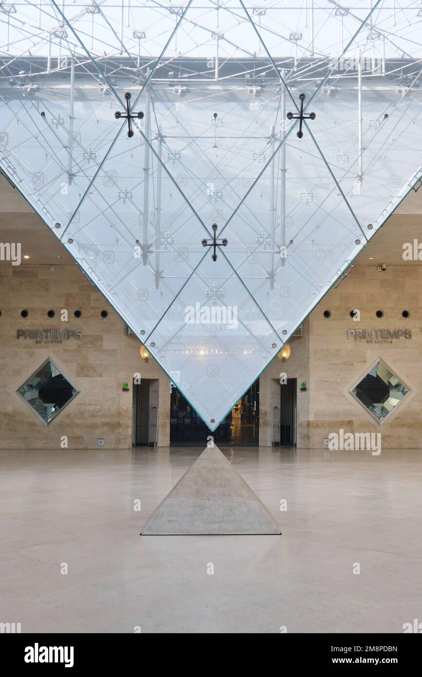 Paris, France - May, 2022: Reverse glass pyramid installation in Louvre ...