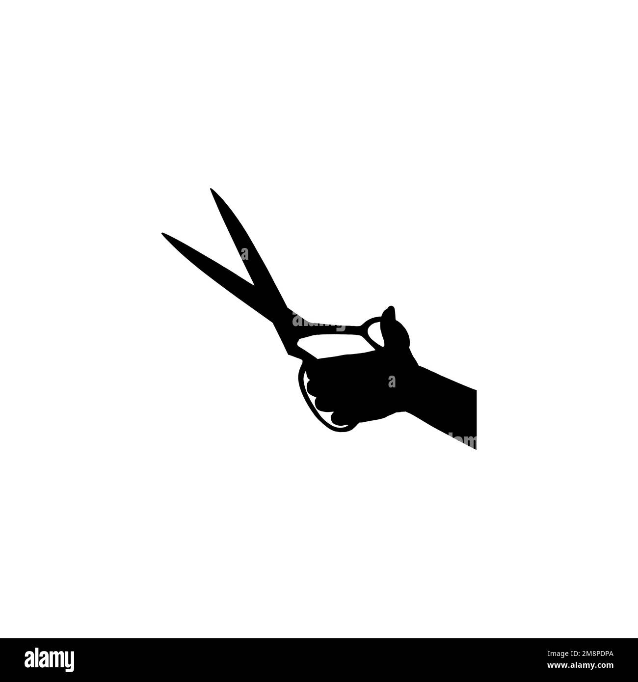 Hand in scissors icon. Simple style barber shop poster background ...