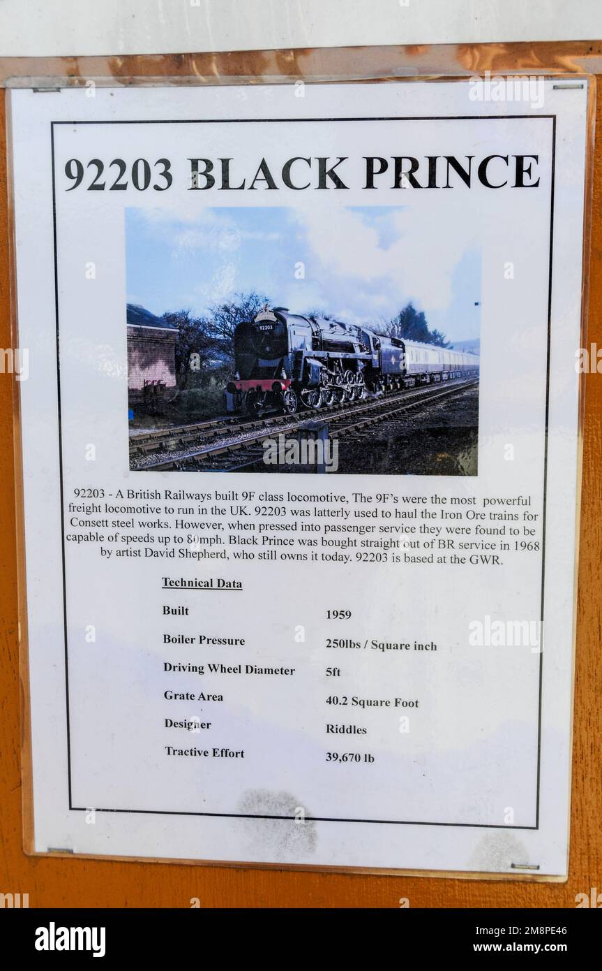 A public display notice of the British Railways built 92203 Black ...