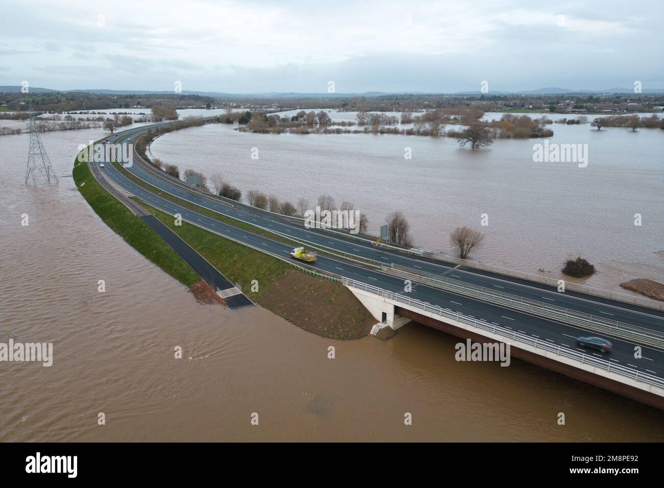Worcester, Worcestershire, January 15th 2023 - The elevated A440 bypass ...