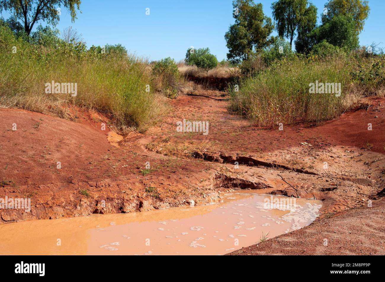 White Cliffs Australia, stream with water after rain in the outback ...