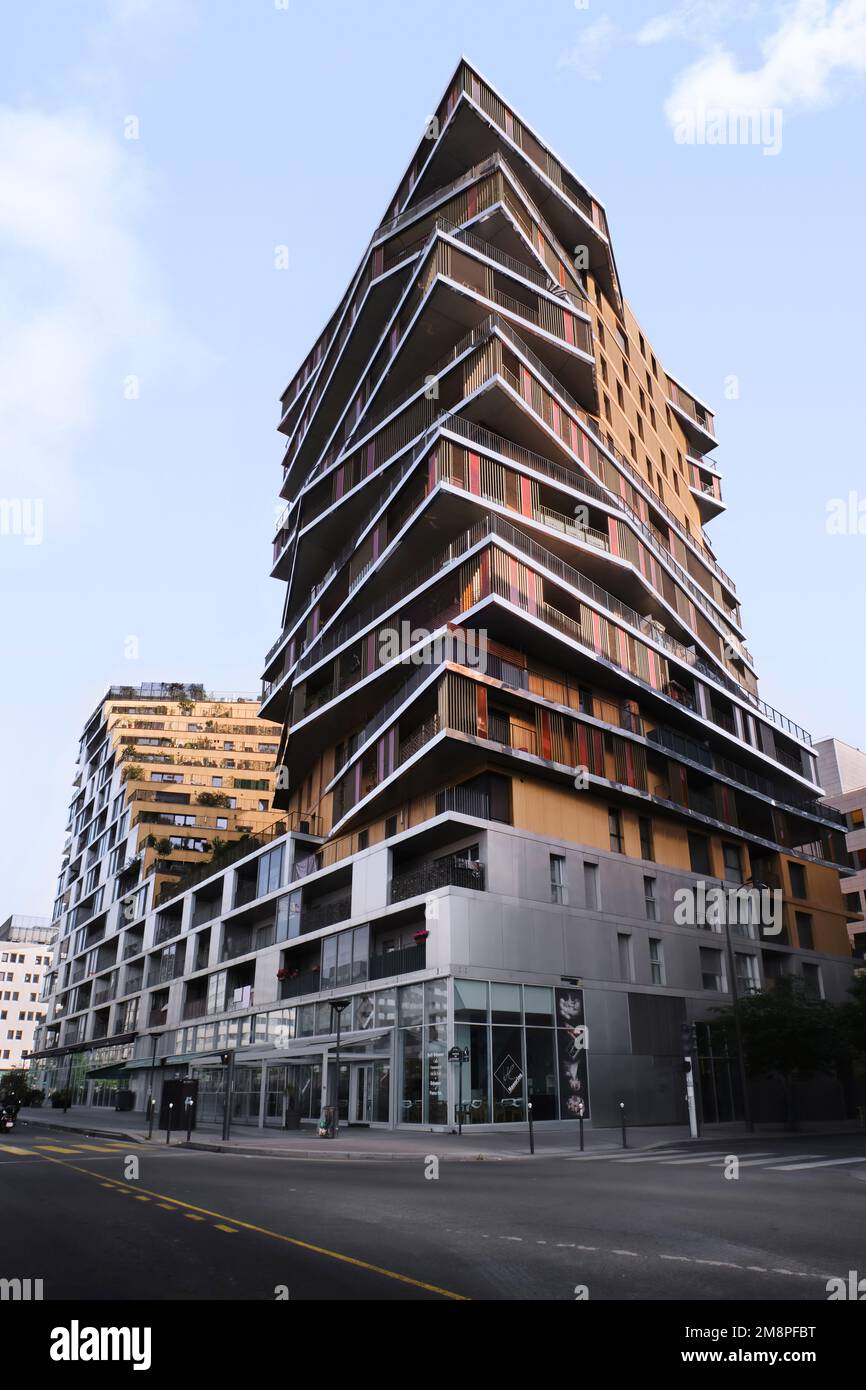 Paris, France - May, 2022: Contemporary building with balconies ...
