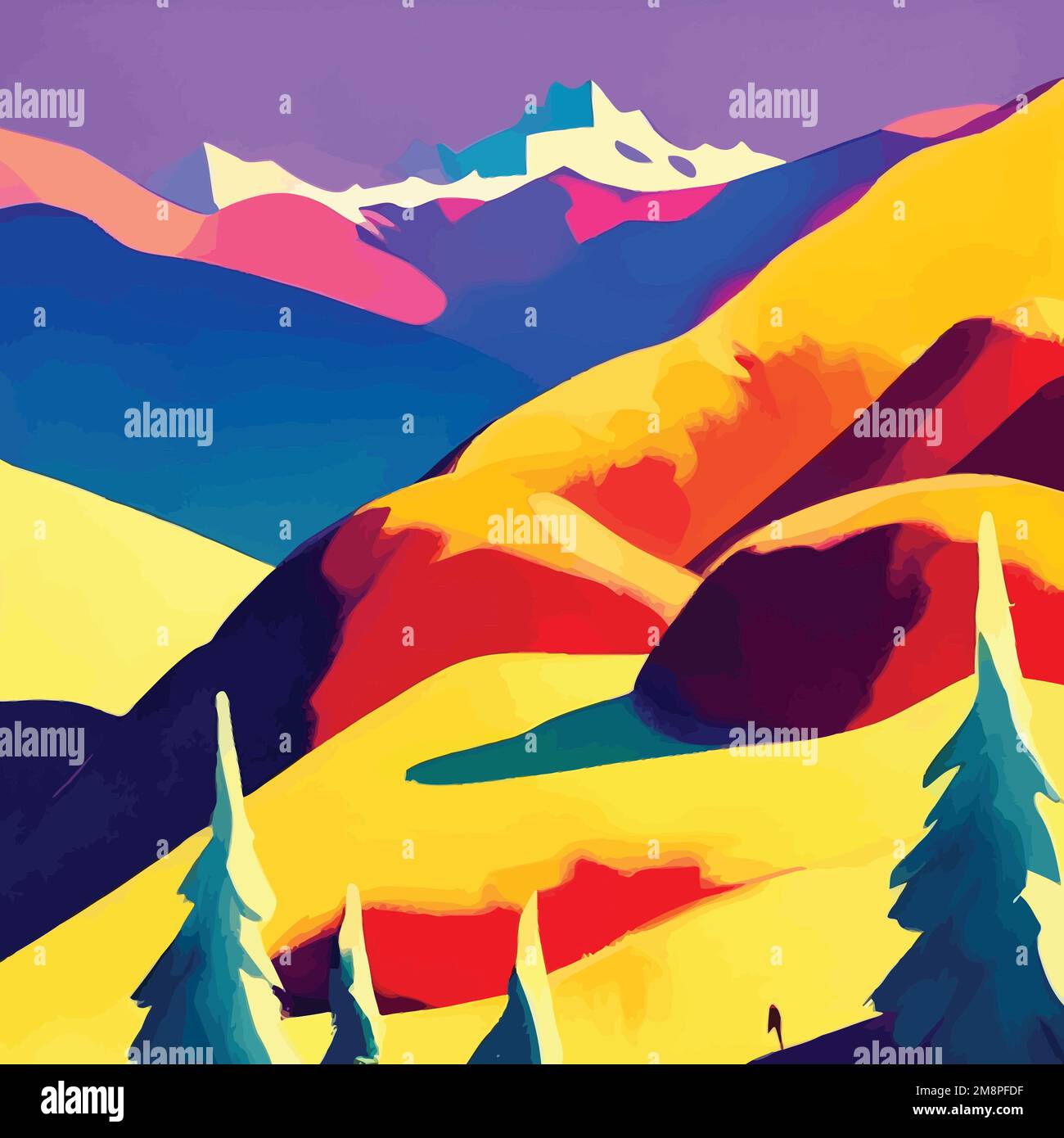 Minimalist landscape painting Stock Vector Images - Alamy