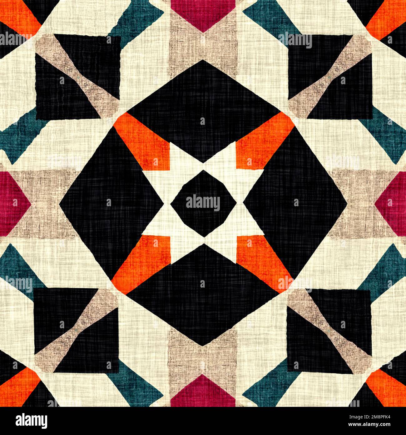 Quilted Americana geo seamless pattern. Cottagecore all over retro ...