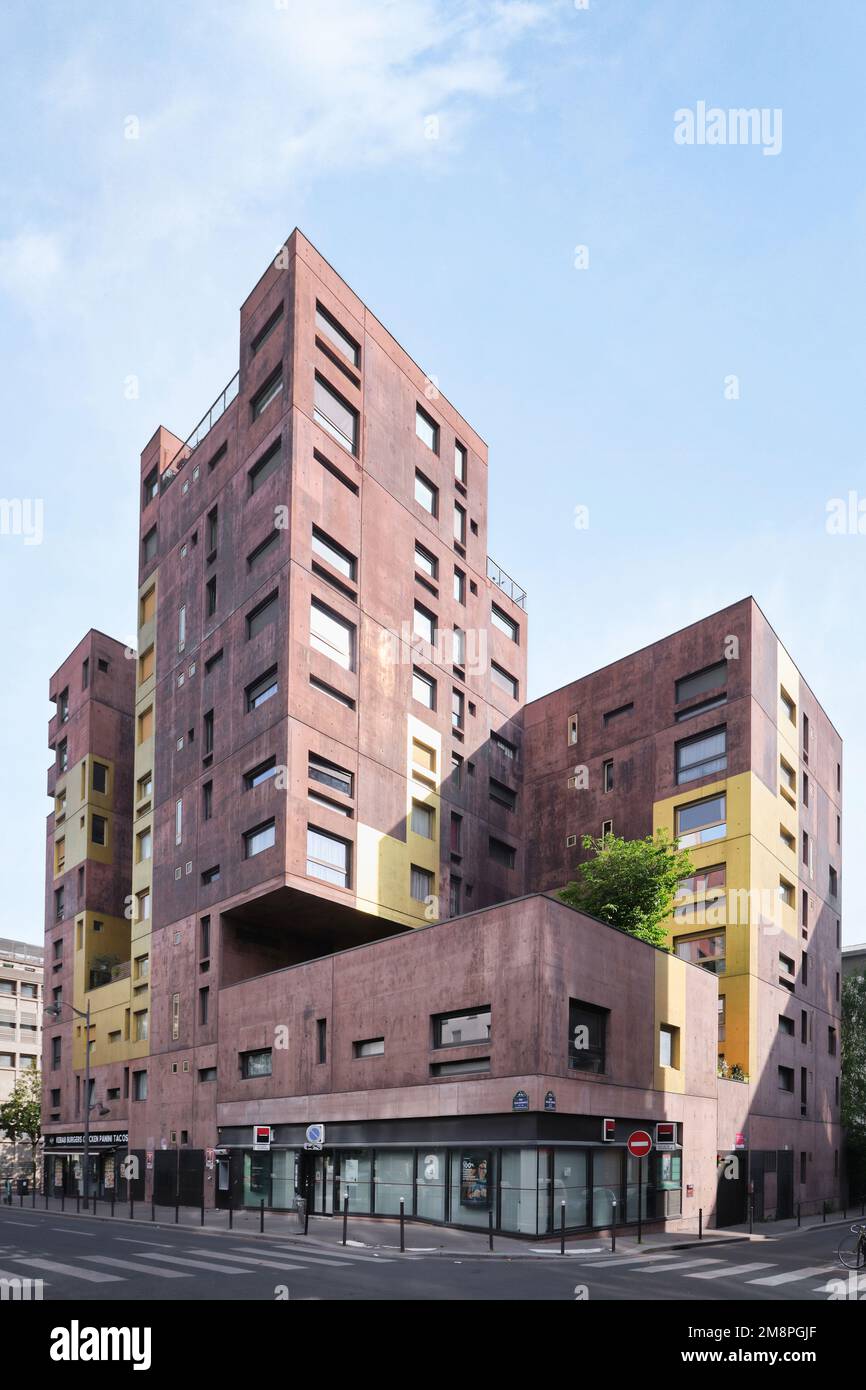 Paris, France - May, 2022: Modern cube shaped apartment building at the ...