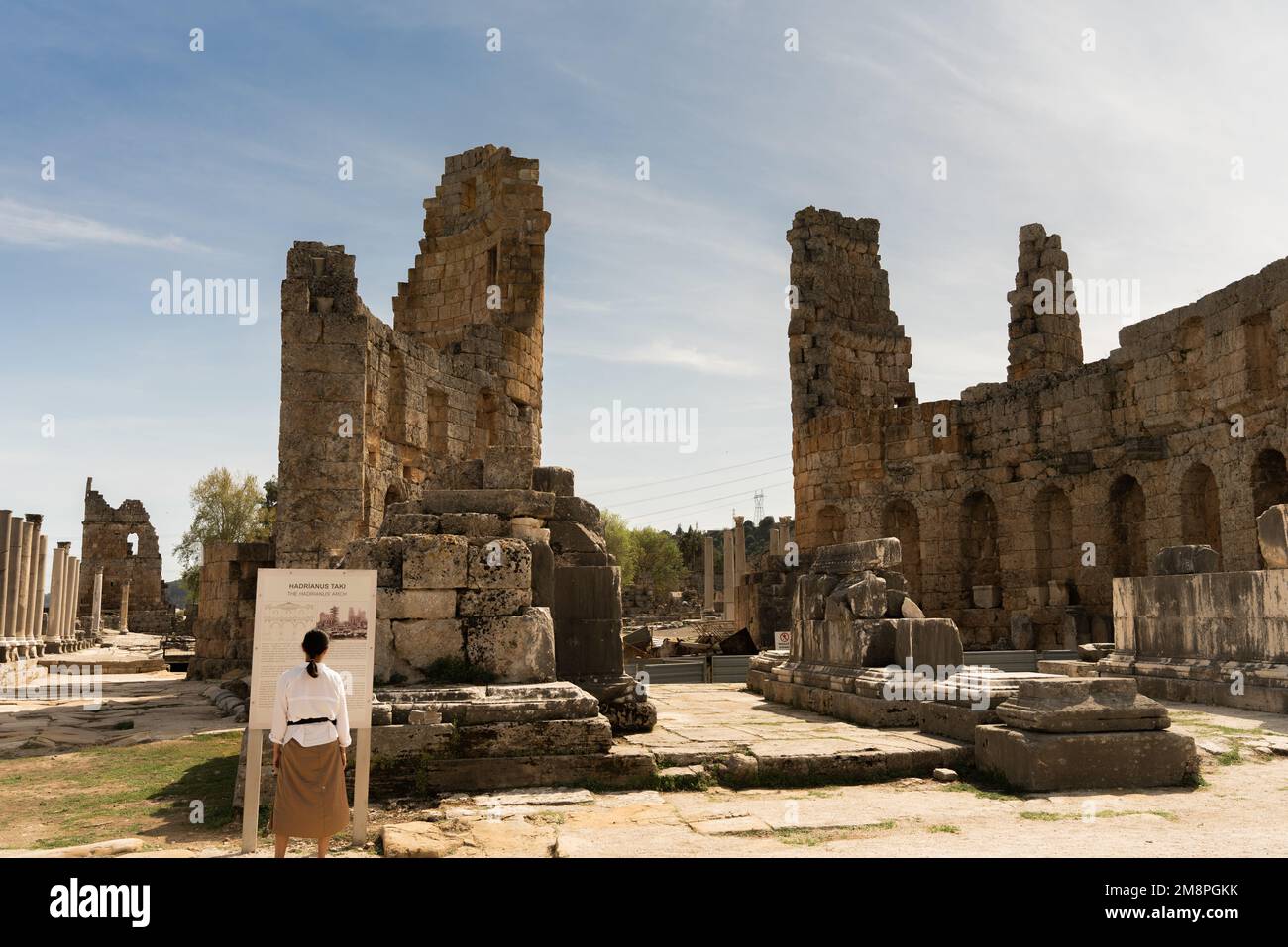The ruins of ancient ancient Anatolian city of Perge located near the ...