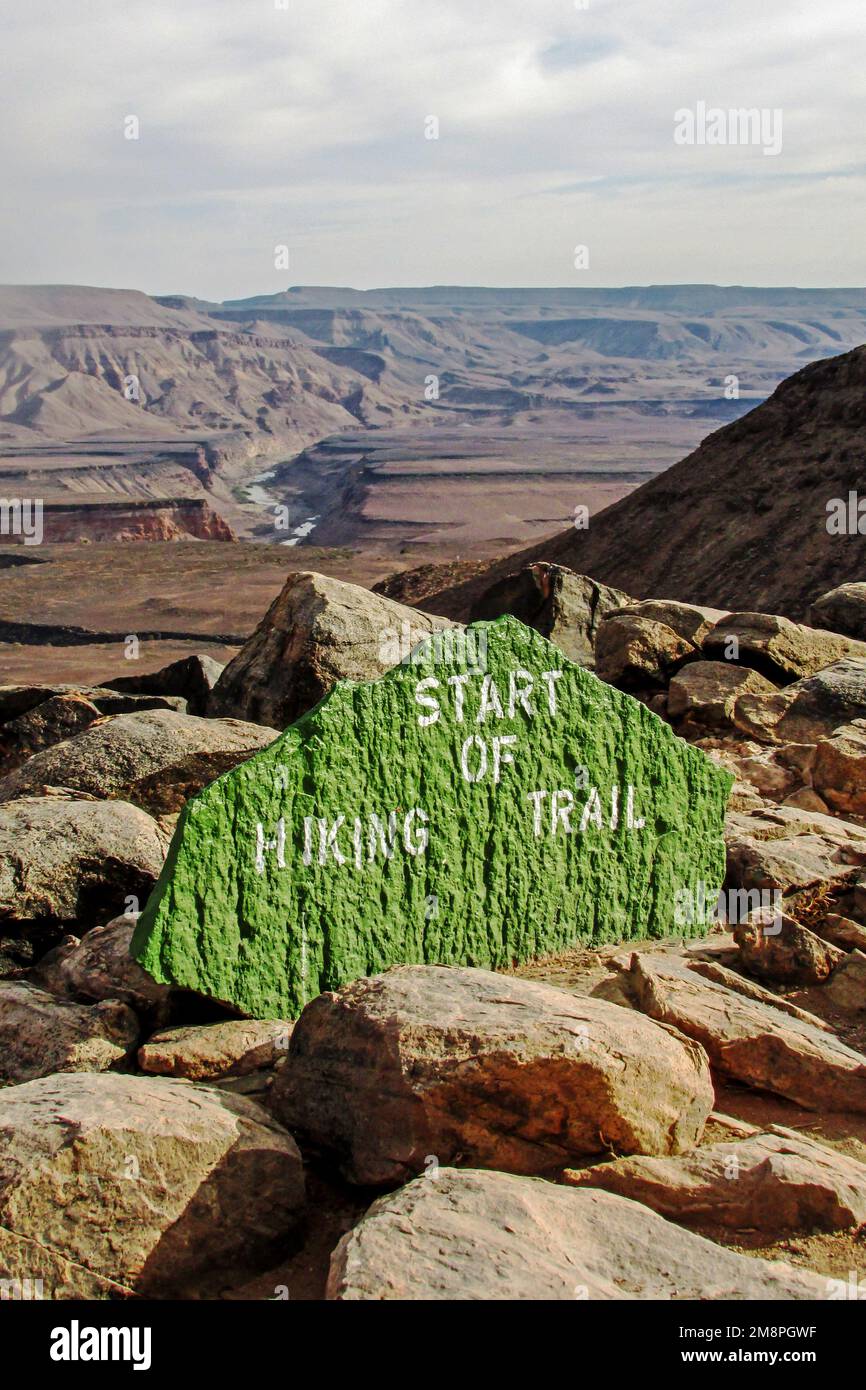 The Start of the epic 90 km long Fish River Canyon hiking trail Stock ...