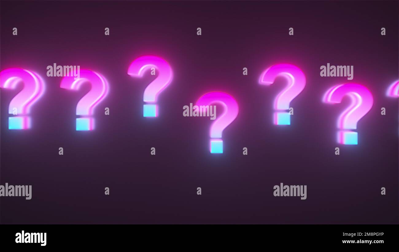 Neon questions marks. Computer generated 3d render Stock Photo - Alamy
