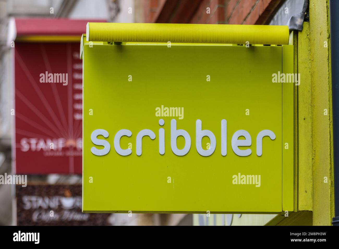 Scribbler card shop sign outside a store on Long Acre in London's West ...